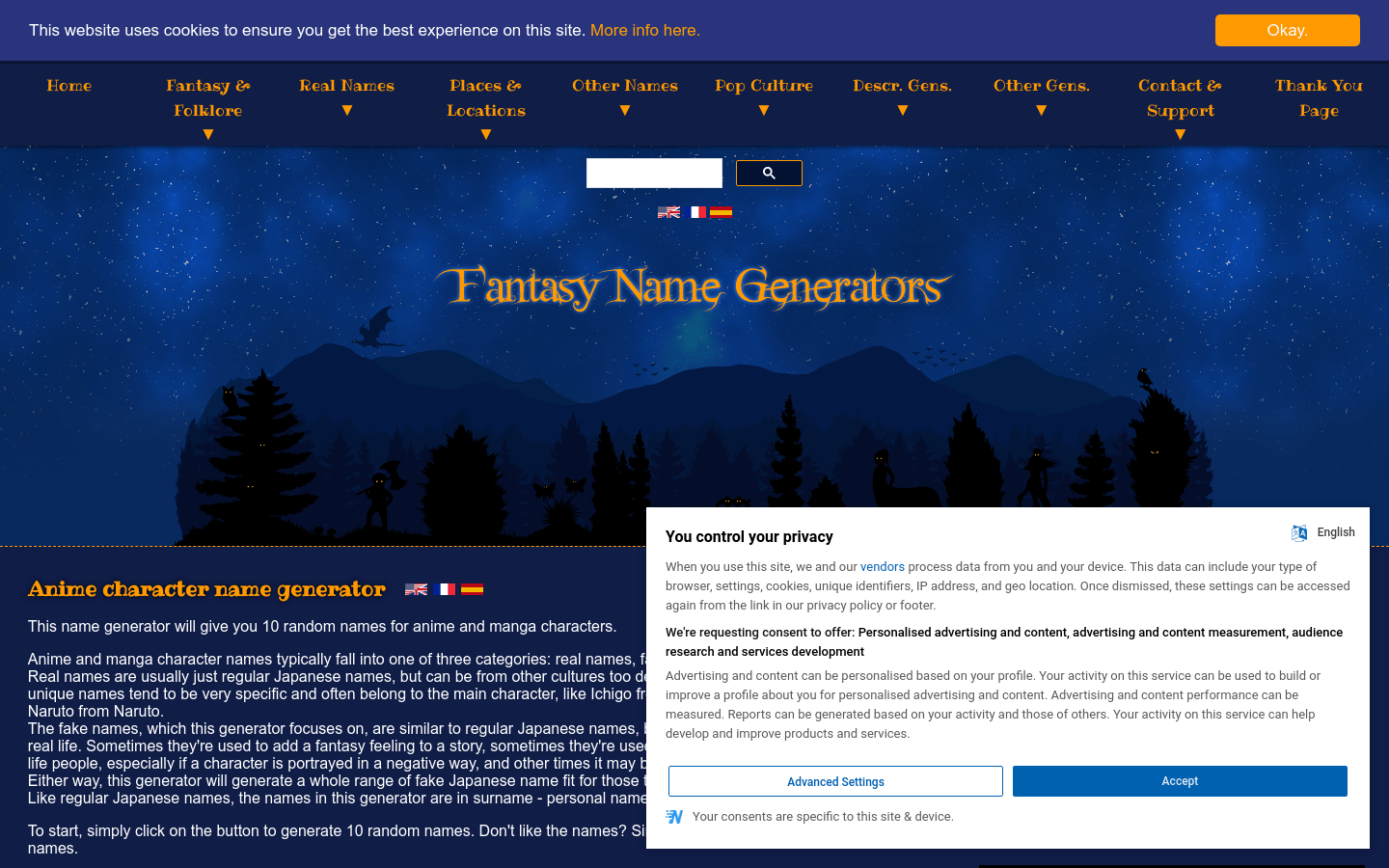 Anime Character Name Generator：生成奇幻角色名稱 —AI產品&服務