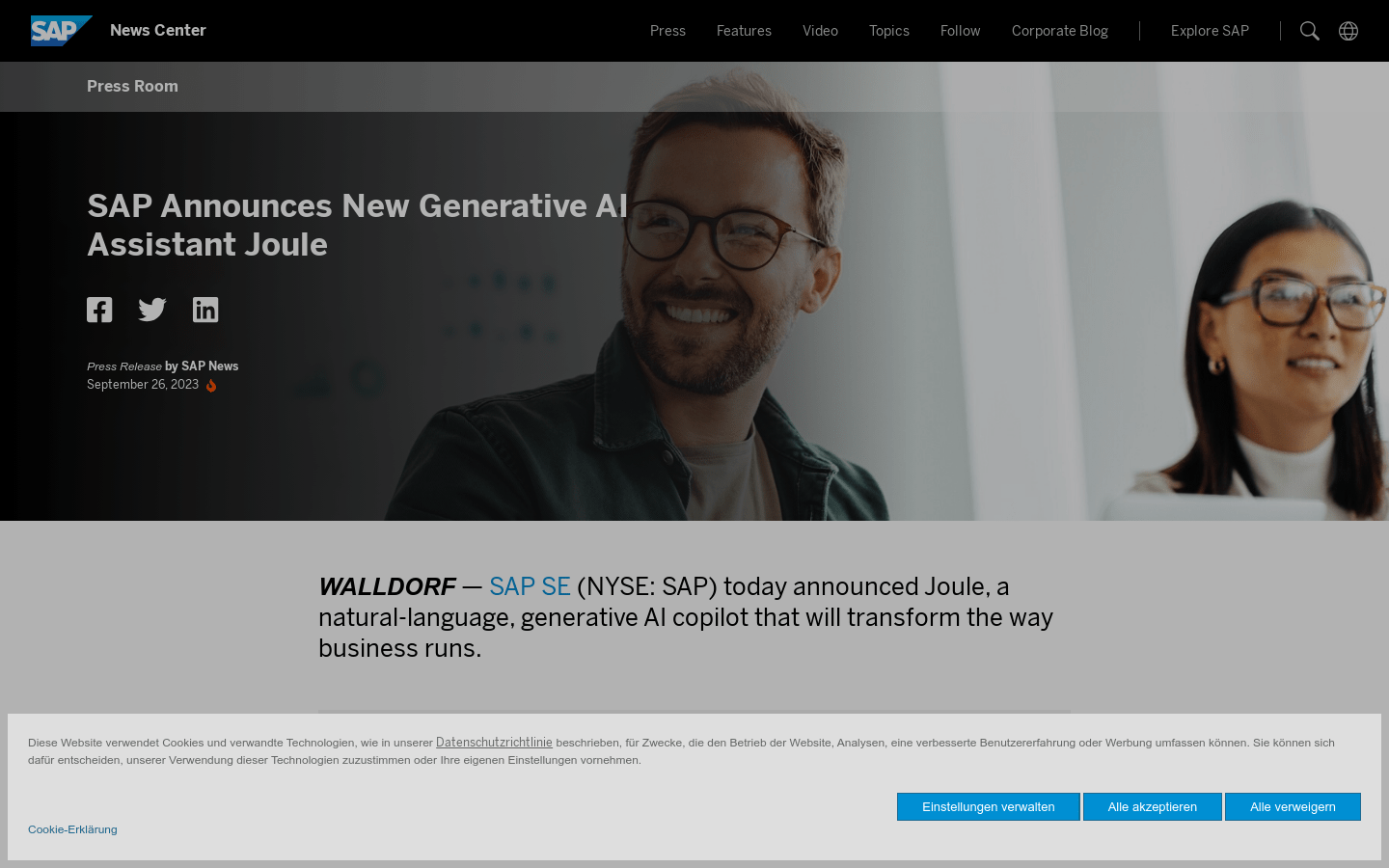 Joule：SAP旗下新推出的商業智慧AI助手 —AI產品&服務