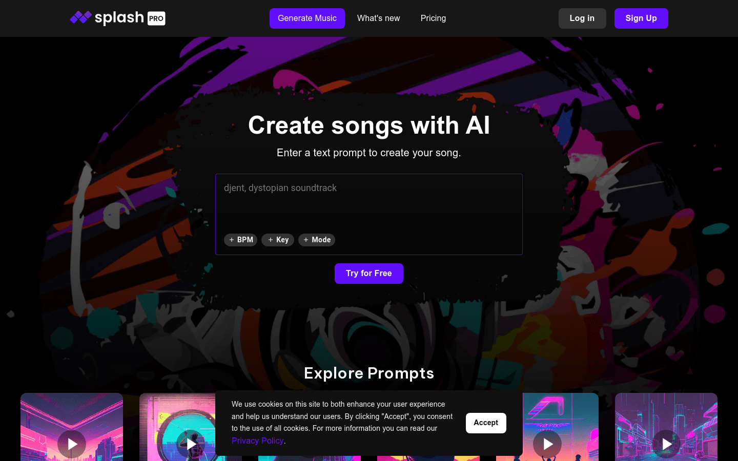 Splash Pro：秒級生成音樂AI —AI產品&服務