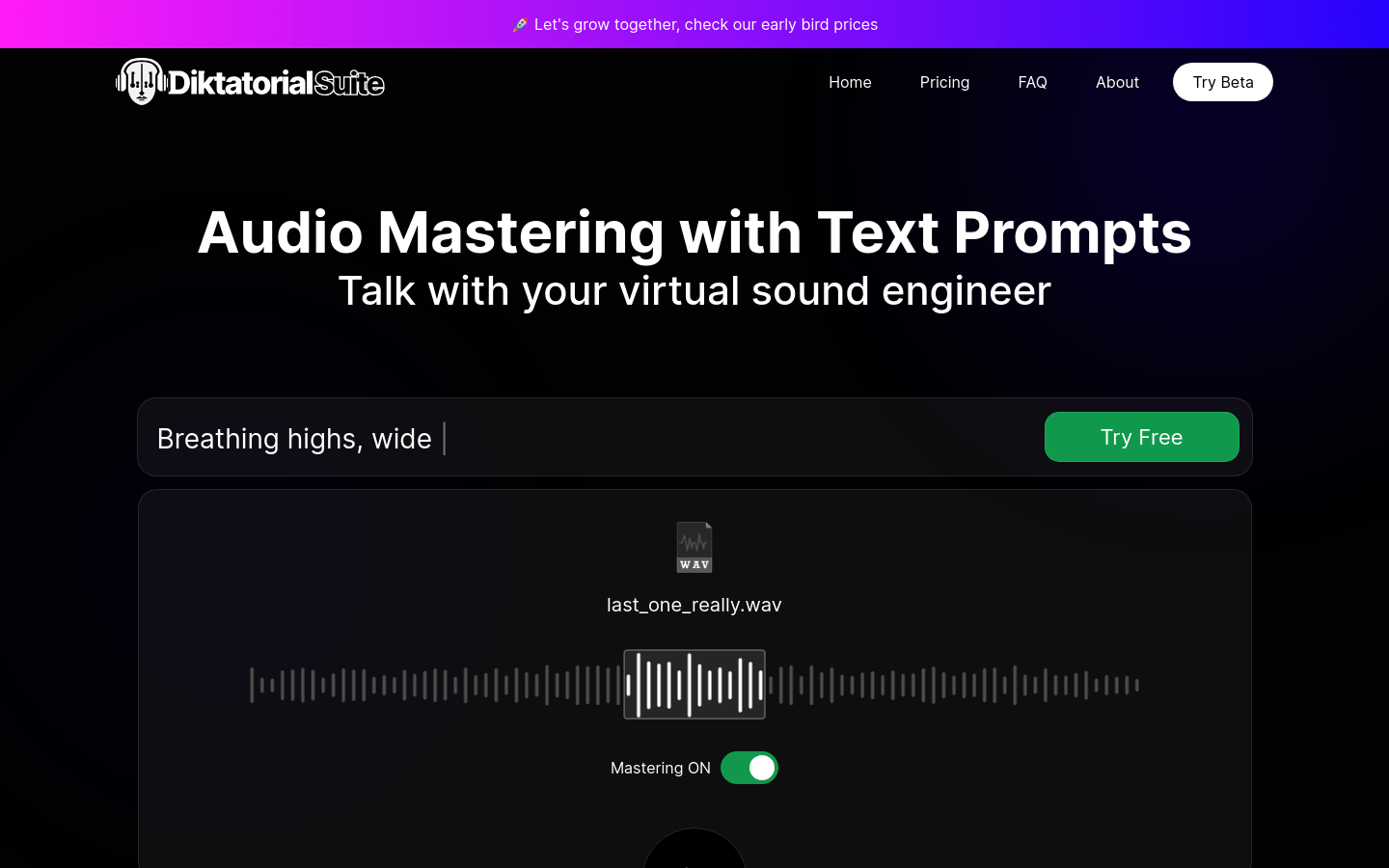 DIKTATORIAL Suite：AI音訊母帶處理工具與聊天 —AI產品&服務