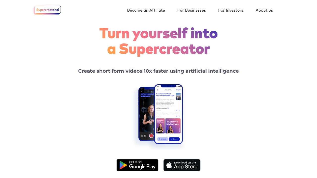 Supercreator：Supercreator.ai • AI助力創作短影片 —AI產品&服務