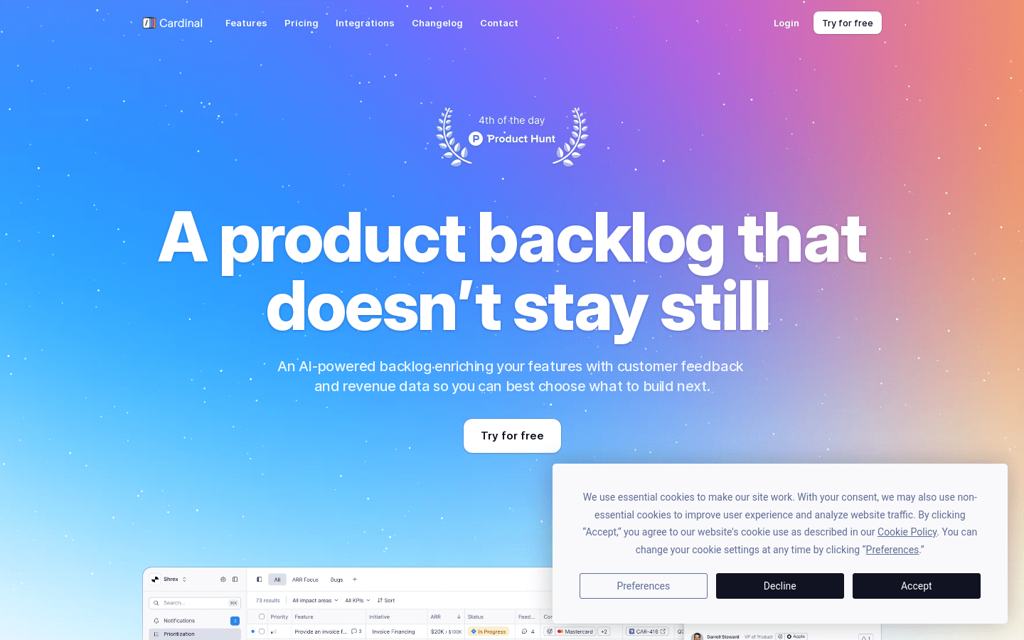 Cardinal：Cardinal是一個智慧化的產品需求回log管理工具 —AI產品&服務
