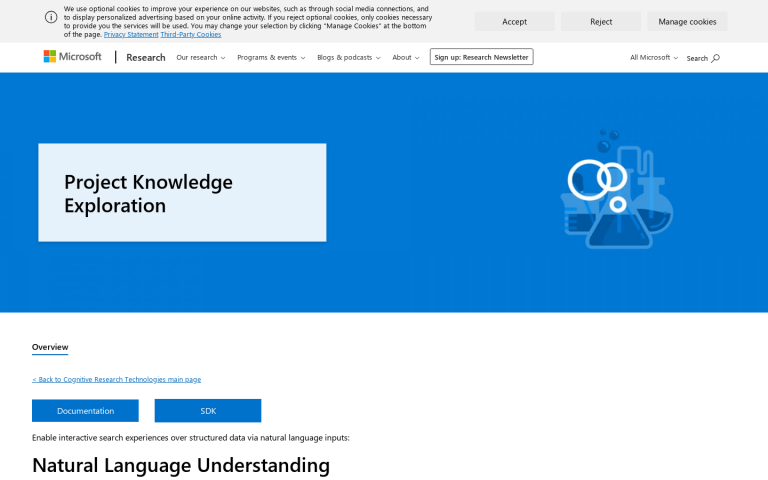 Microsoft Knowledge Exploration：使用知識探索API透過自然語言輸入實現對結構化資料的互動式搜尋體驗。 —AI產品&服務