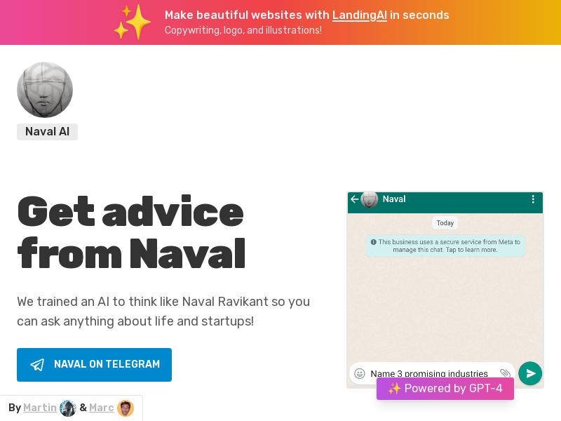 Naval AI：與Naval Ravikant對話的AI助手 —AI產品&服務