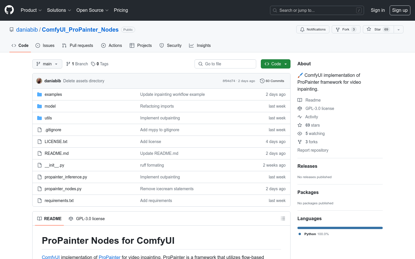 ComfyUI ProPainter Nodes：ComfyUI 實作的 ProPainter 框架用於影片修補 —AI產品&服務