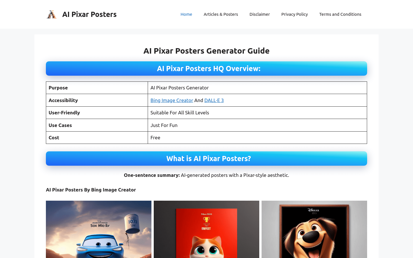AI Pixar Posters：AI生成Pixar風格的海報 —AI產品&服務