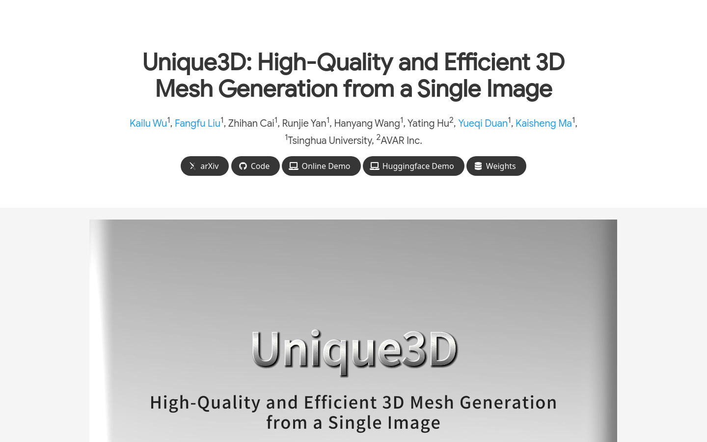 Unique3D：從單張圖片生成高質量3D網格模型 —AI產品&服務